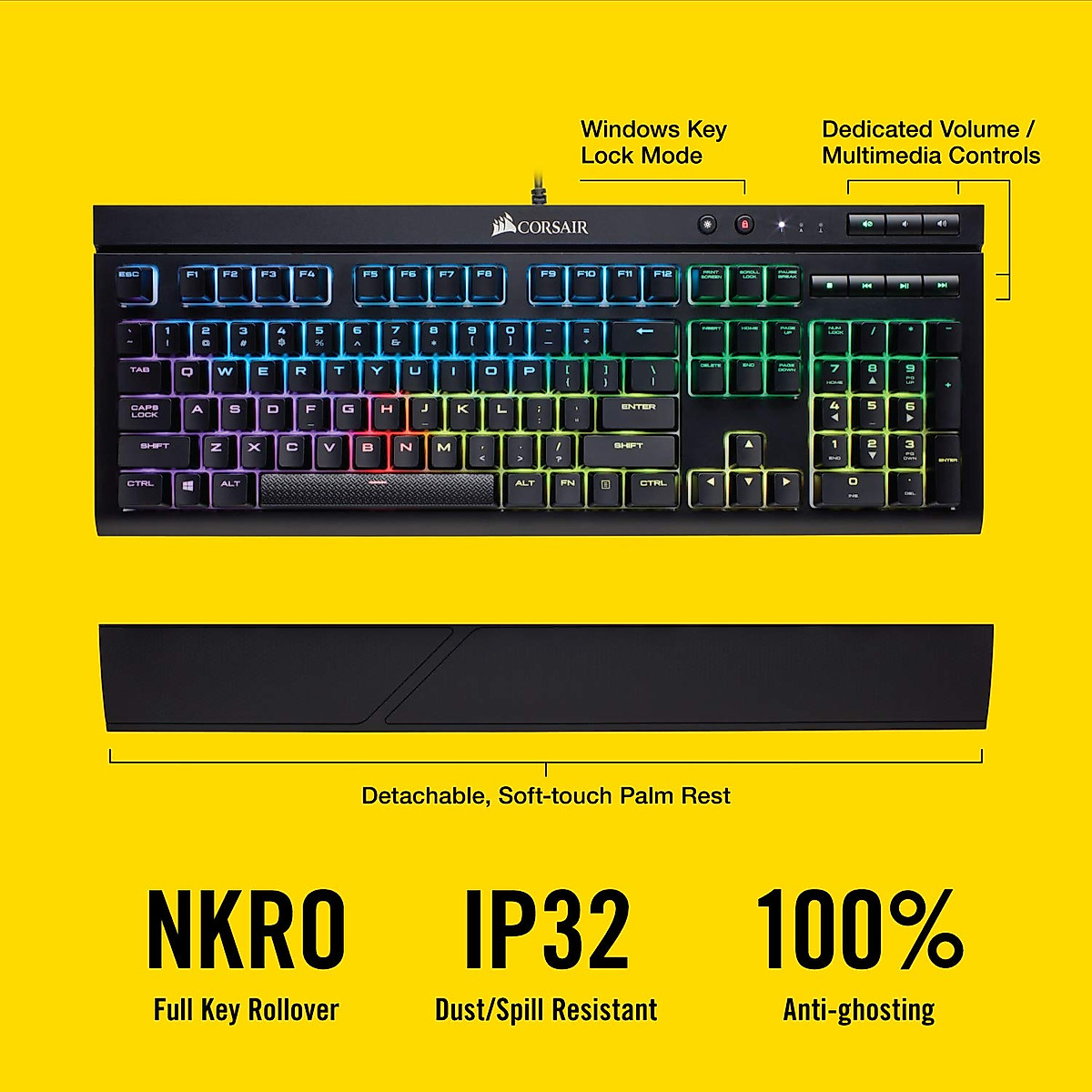 Corsair - K68 RGB Mechanical Gaming Keyboard RGB Backlit Cherry MX Red Switch - Black (Renewed)