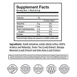 Javita Energy + Focus Instant Coffee Packets, 100% South American Blend, Arabica Coffee with Robusta, Contains Herbs for Clarity, Energy, & Focus, Keto Coffee, Dieters Drink, 24 (4.2g) Sticks