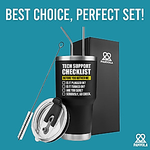 Panvola Tech Support Checklist Technical Support Gifts Computer Programmer Vacuum Insulated Tumbler Travel Mug (30 oz)