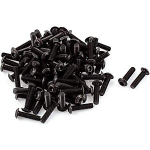ZLYY 100Pcs M3-0.5 x 12mm Button Head Socket Cap Bolts Screws, ISO 7380 Hex Drive, Class 10.9, Black Oxide Finish, Alloy Steel