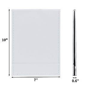 ZBEIVAN 10x7 Inches Portable Folding Makeup Mirror, Frameless PU Leather Desk Mirror with Stand for Camping Travel Tabletop Personal, White