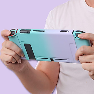 HEATFUN Dockable Case for Nintendo Switch, Hard Case for Nintendo Switch - Purple Green