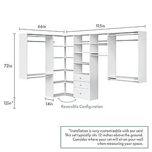 Easy Track Ultimate Corner Wood Kit Closet Organizer, White
