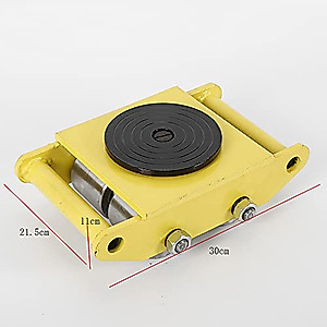 Heavy Duty Machine Dolly Skate Machinery Roller Mover Cargo Trolley 6 Ton 13200lb, w/Steel Rollers Cap 360 Degree Rotation (Yellow)