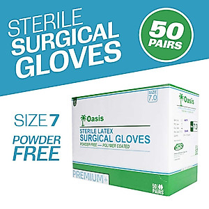 Generic Powder Free Latex Surgical Gloves, Size 7, 50 Pair/Box
