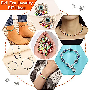 Evil Eye Beads, Beads for Jewelry Making, Beads for Bracelets Making, Beading Supplies for Jewelry Making (300 Pcs Mixed Color Evil Eye Beads in Small Plastic Box)