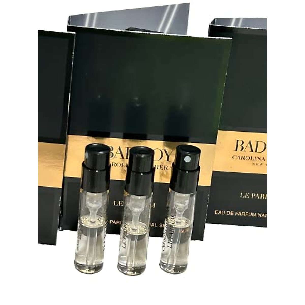 Lot of 3 Carolina Herrera Bad Boy Sample Trial Size Spray Mini Vials 1.5ml 0.05 fl oz