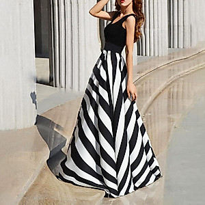 Casual Summer Dresses for Women 2023 Women's Casual Summer Sleeveless Mini Striped Pleated Dress Black
