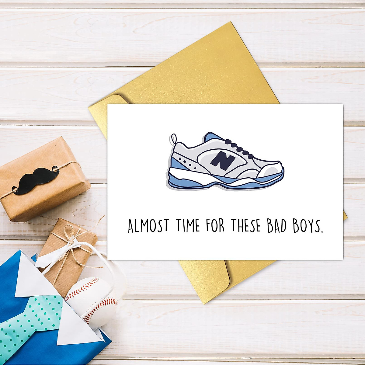 Qiliji Funny Dad Shoes Father's Day Card, Birthday Card for Old Man, New Balance Greeting Card for New Dad, Pregnancy Announcement Card, Retirement Card