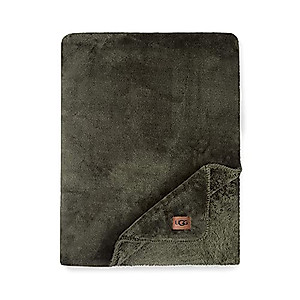 UGG 18963 Whitecap Plush Flannel Oversized Reversible Fleece Throw Blanket Luxury Lightweight Comfortable Cozy Hotel Style Machine Washable Soft Luxurious Blankets, 70 x 50-Inch, Forest