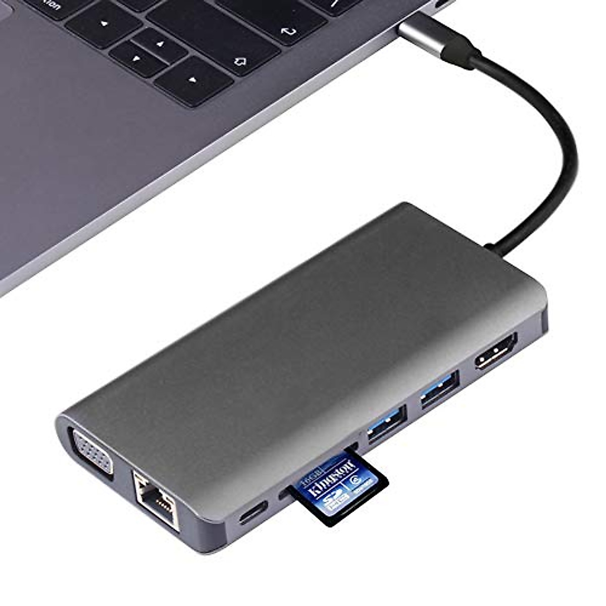 XUNMAIFHB Portable Docking Station,8-in-1 Docking Station Type-c to hdmi VGA USB3.0 HUB SD Card Reader PD Gigabit Network Card Audio USB3.0/SD Card/RJ45/HDMI/VGA/Stereo Fast Transmission