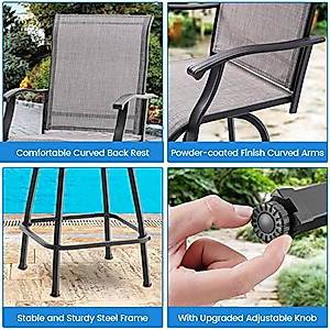 Timechee Set of 6 Outdoor Swivel Bar Stools, Height Patio Chairs Patio Bistro Stools, All Weather Patio Bar Set for Bistro Lawn, Garden, Backyard (6, Grayish Brown)