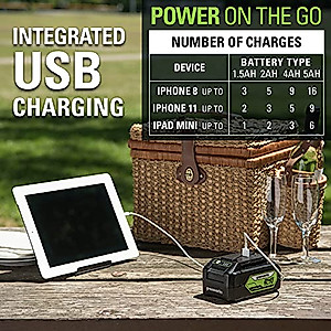 Greenworks 24V 22" Cordless Laser Cut Hedge Trimmer, 4.0Ah USB Battery and Charger Included