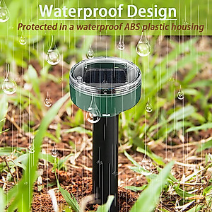 Mole Repellent Solar Powered Snake Repellent 10 Pack Sonic Mole Deterrent Pest Control Rodent Repeller Chaser Gopher Vole Squirrel Trap, Ultrasonic Repellant Spikes Killer for Lawns Yard and Garden