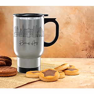 Buenos Aires Argentina Gifts and Souvenirs - Travel Mug with Handle and Lid - Buenos Aires Graduation Unique Drinkware - 14oz Travel Mug Steel - Best South America Long Distance Gifts & Student Gifts