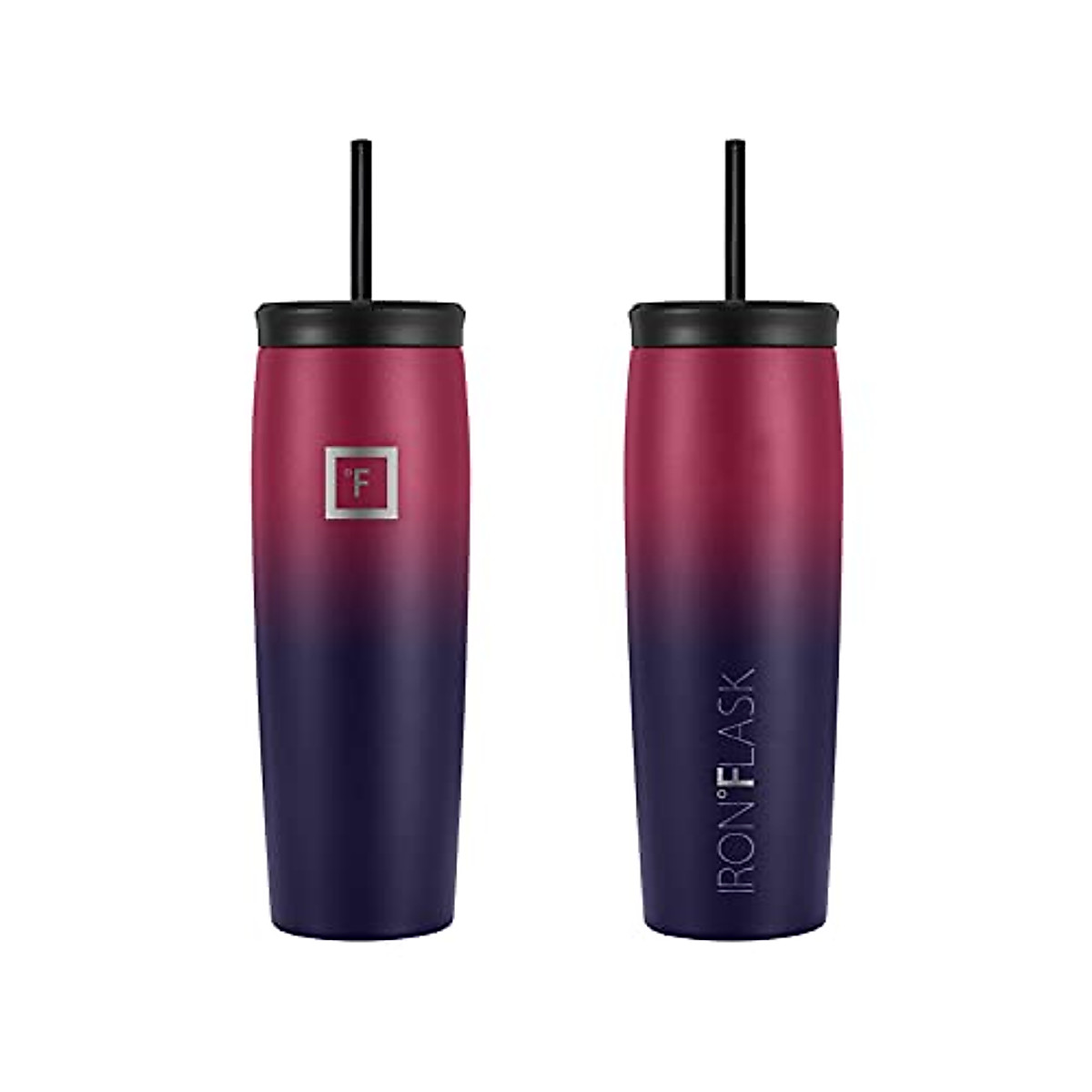 IRON °FLASK Nomad Tumbler - 24 Oz, 2 Lids (Straw/Flip), Vacuum Insulated Stainless Steel Bottle, Double Walled, Thermo Coffee Travel Mug, Water Metal Canteen (Dark Rainbow)