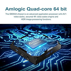 Sofobod Smart TV Box Android 11.0 S905X4 Quad Core ARM Cortex A55 CPU, 4GB RAM 32GB ROM, Ultra HD 4K HDR H.265 AV1 Decoding with Dual Band 2.4GHz/5GHz WiFi 100M Ethernet LAN BT 4.1 USB 3.0:X96 MAX+432
