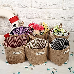 Fdit Hanging Flower bag Home Gadget Storage Organizer Bag (Blue Stripe) (3.94x3.94x5.12inches)