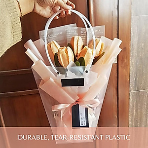 BBC Clear Flower Bouquet Bags with Handle Florist Shop Packaging Supplies, 5 Pcs (11.4 * 5.9 * 16.7inch)