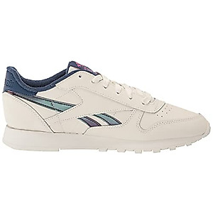 Reebok Women's Classic Leather Sneaker, Chalk/Batik Blue/Atomic Pink, 8