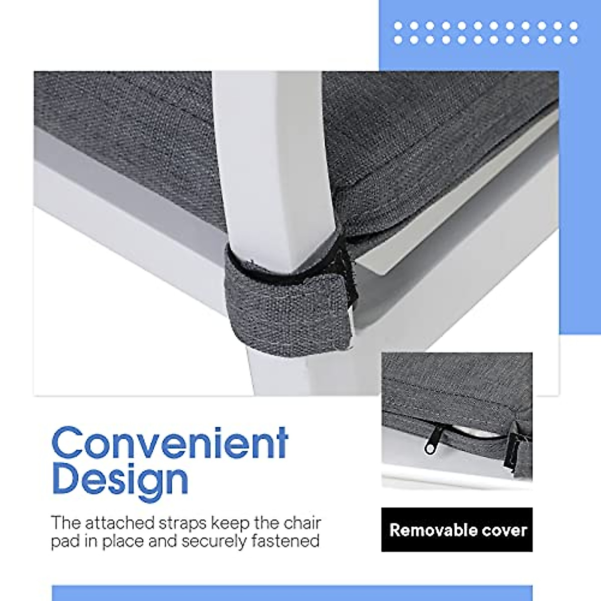 Soleil Jardin Outdoor Aluminum 2-Piece Patio Dining Chairs with Cushions, Stackable Bistro Chairs for Balcony, Garden, Backyard, White Finish & Grey Cushion