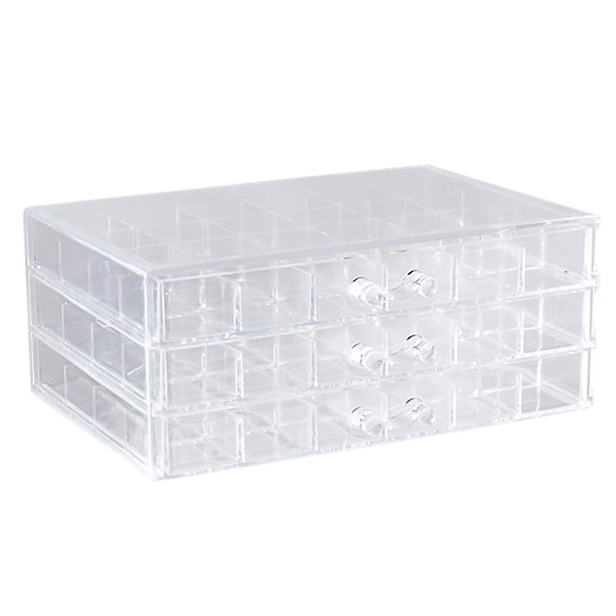 Compartment Storage Box 72 Grids Acrylic Organizer Box with 3 Drawers Storage Containers Transparent Organizer Box for Crafts Art Supply Diamond Painting Nail Tip Bead Earring Ring