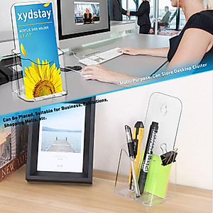 xydstay Acrylic Brochure Holder 4x9 Inches Slant Back Design, Clear Display Stand, Plastic Table Stand Sign Holder,Pamphlet Holder Flyer Holder, Acrylic Display Stand, Acrylic Table Signs Plastic Paper Holder for Office, Home, Store, 6 Pack