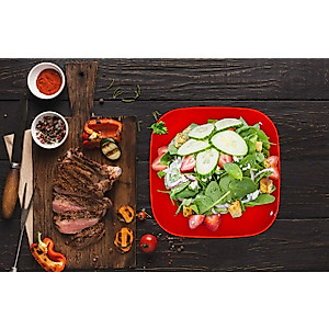 Bruntmor 10" Ceramic Appetizer Plates, Serving Platter, Set of 6, Square Multi-Color Simple Modern Ceramic Salad, Dessert Plates, Christmas Dinner Plates Set, Christmas Dinnerware