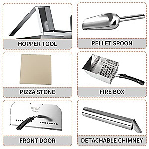 GYBER Henson Outdoor Pizza Oven Portable 12" Stainless Steel Backyard Grill Wood Pellet and Charcoal Fired Pizza Maker for Outdoor Garden or Camping Cooking with Pizza Stone, Foldable Legs