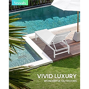 Vexwalx Chaise Lounge Chair for Sunbathing Pool Lounge Chairs with 5-Position, Patio Chair Outdoor Lounge Chairs for Backyard, Poolside, Deck, Lawn