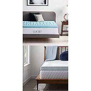 Lucid Convoluted Gel Memory Foam Mattress Topper with Removable Cover Bundle - 2 Inch, Twin