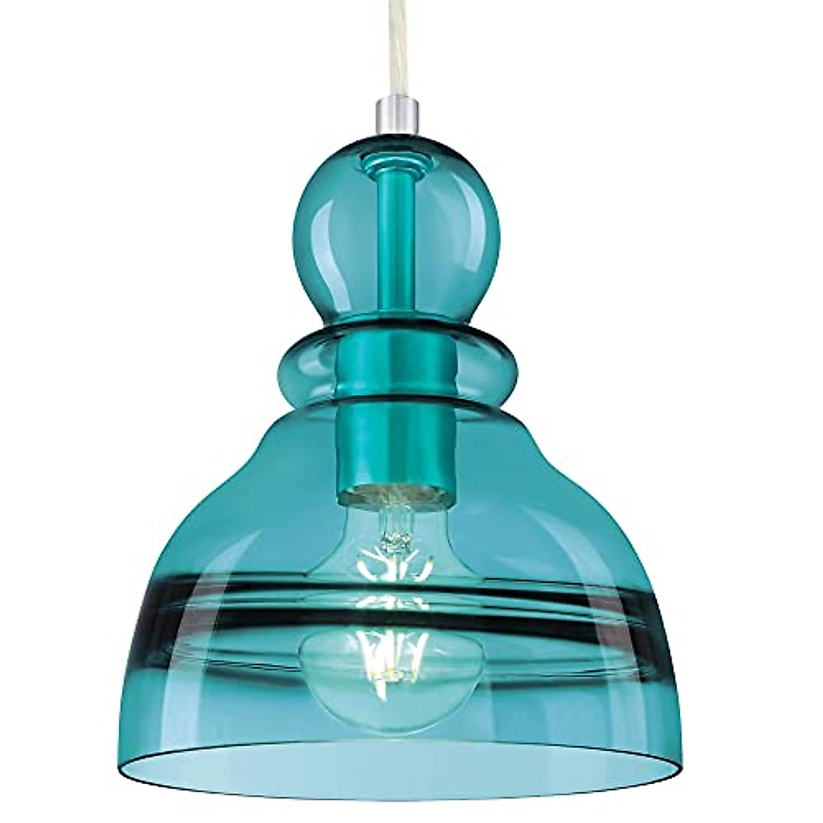 Westinghouse Lighting 6118900 Fiona Traditional One-Light Indoor Mini Pendant Light, Brushed Nickel Finish, Turquoise Glass,Blue