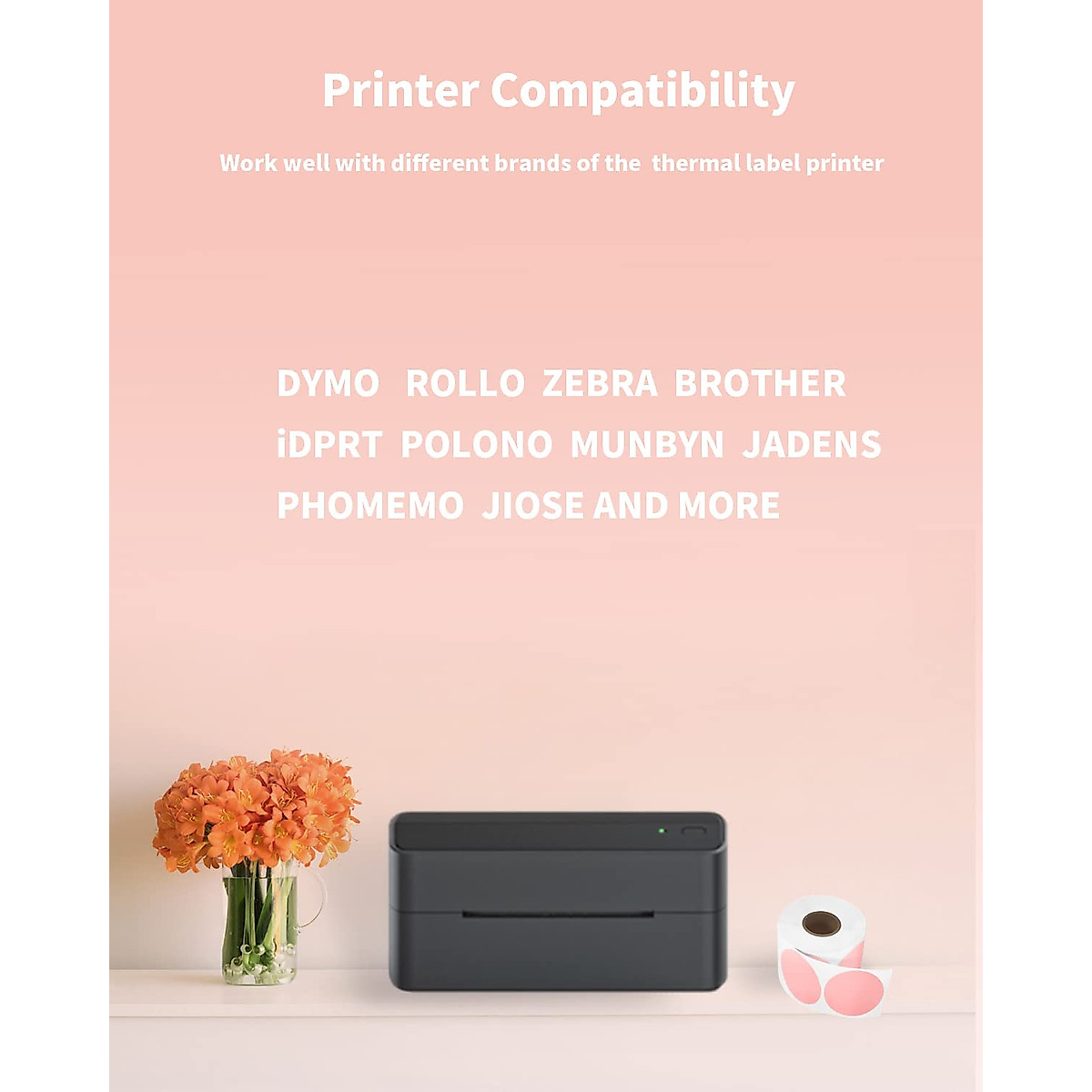 Phomemo 2" Pink Round Label Stickers Roll for 4X6 Thermal Label Printer for Small Business Supplies - 750pcs / Roll - Commercial Grade Thermal Labels for Custom Stickers Personalized & Business Logo