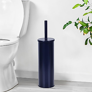 Deep & Sturdy Toilet Bowl Brush with Holder - Durable Scrubbing - Toilet Cleaners - Household Essentials - Bathroom Cleaner - Cleaning Supplies - Household Supplies, Matte Navy