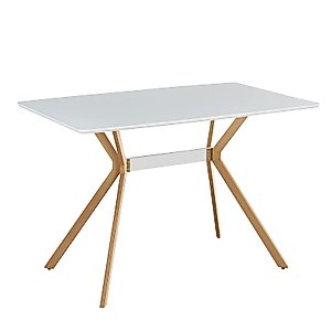 Noskatu Glass Dining Table for 4-6 Kitchen Table with Sliver Metal Legs Large Modern Minimalist Dining Room Table Rectangular Kitchen Table with Tempered Glass for Kitchen Dining Living Room Office