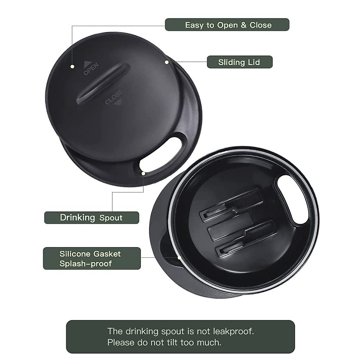 Ideus 16 oz Insulated Coffee Mug with Handle and Lid, Double Wall Stainless Steel Vacuum Insulated Tumbler Cup, Travel Coffee Cup Thermal Cup for Home and Office, Storm Black