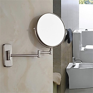 Ci Hua Bathroom MirrorWall, Wall Mounted Makeup Mirror, 8 inch Nickel Finish Rotatable Magnifying Shaving Mirror, Extendable Folding Cosmetic Bathroom Vanity Mirrors