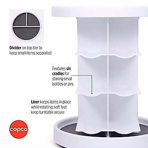 Copco White and Gray 2 Tier Vitamin Turntable with 6 Cradles for Vitamins, Supplements, ect with Non Slip Grip and Stacked Layers for Spae Saving