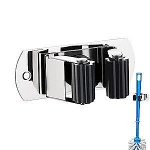 Generic Broom Gripper - Mop Hanger | Wall Mounted Broom Holder | Broom Organizer Storage Tool | Stainless Steel Mop Rack | Broom Hanger Gripper | Mop and Broom Holder | Broom Gripper Mop hook, Black