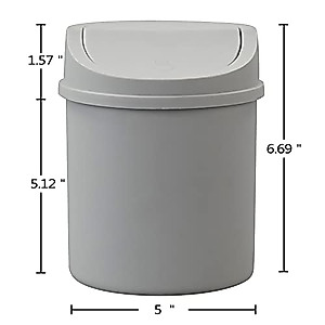 Lesbin 0.5 Gallon Plastic Mini Trash Can, Tiny Garbage Can with Swing Lid, Gray