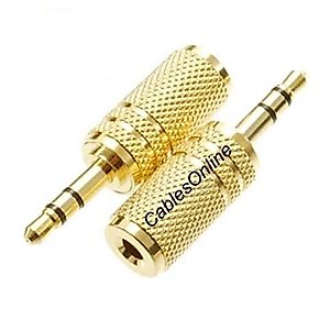 CablesOnline 2-Pack 3.5mm Stereo TRS Male Plug to 3.5mm Mono TS Female Jack Audio Adapters, AV-A37G-2