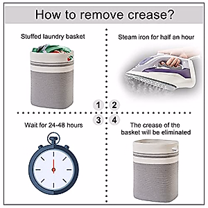 OIAHOMY Laundry Hamper-Laundry Basket,Tall Cotton Storage Basket with Handles,Decorative Blanket Basket for Living room,Collapsible Large Basket for Toys,Pillows,Clothes Organizer-16x13x22in-Gray