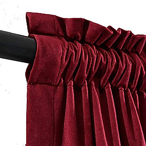 Luxury Pom Poms Curtain for Living Room Blackout Velvet 2 Panels Curtains Set Luxury Tassel Bedroom Curtains (Burgundy, (50W×84L)×2)