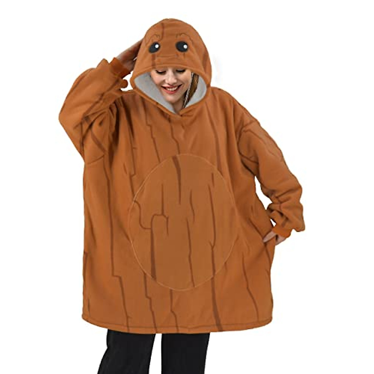 Wearable Blanket Sweatshirt Sherpa Oversized Hoodie TV-Blanket with Sleeves and Pockets for Adults Men Women Teens One Size Fits All