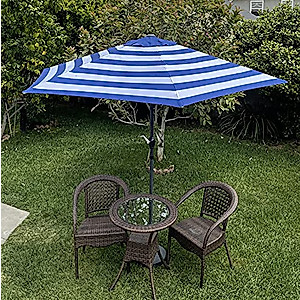 BELLRINO Replacement 9 ft 6 ribs ROYAL BLUE/WHITE STRIPE" STRONG & THICK" Umbrella Canopy (Canopy Only)