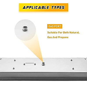 CLLVGOKD 24“ x 8" Rectangular Fire Pit Burner Stainless Steel Drop-in Fire Pit Pan with H Burner Propane/Natural Gas Fire Pit Kit DIY for Living Rooms, Backyards, Pools and Lounges