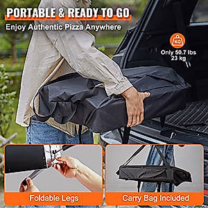 Vevor Gas Outdoor Pizza Oven, 16-inch Propane Pizza Ovens with Auto Rotatable Stone, Large Portable Pizza Maker for Outside BackYard Camp, Waterproof Bag, Peel, IR Thermometer, CSA Certified, Black