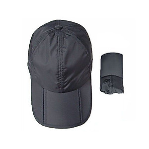 Sumolux Men Women Outdoor Rain Sun Waterproof Quick-Drying Long Brim Collapsible Portable Hat Black