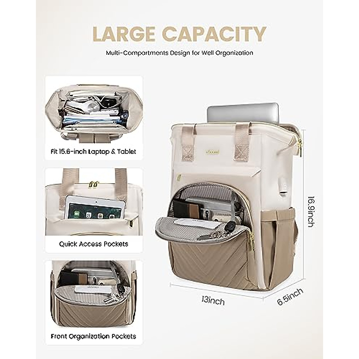 LOVEVOOK Laptop Backpack for Women, 15.6 Inch Work Laptop Bag，Waterproof Teacher Nurse Bag with USB Port,Fashion Travel Bag Business Computer Backpack Purse