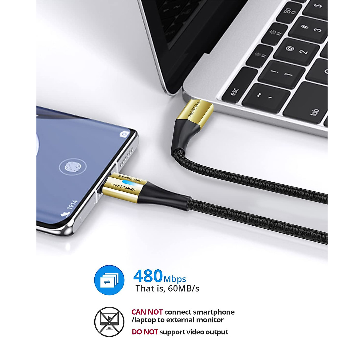 JIUWFOX USB C to USB C Cable,[2-Pack 8ft+4ft], USB C Charger Cable 100W/5A Fast Charging, for Samsung Galaxy S23/S22/S21, MacBook Pro 2020, iPad Pro 2020, LG, Pixel, Switch, and More.